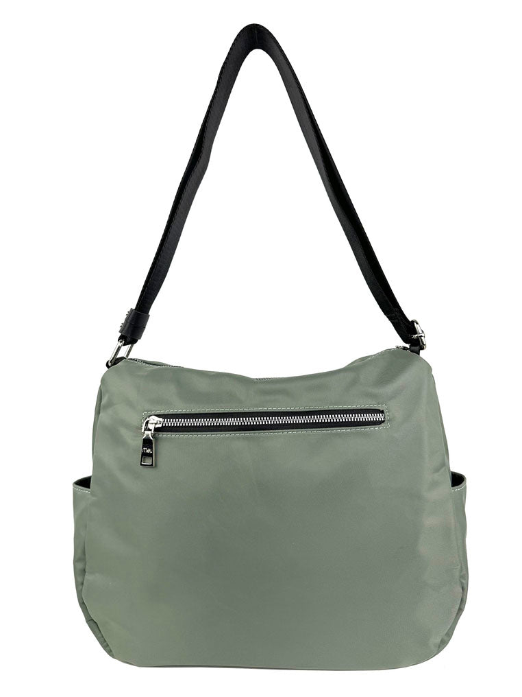 Mel&Co Nylon Shoulder Sling Bag With Twin Zipper Pockets - Sea Green ...