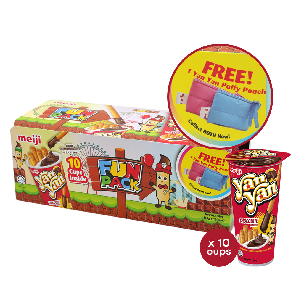 [CNY Sale Bundle of 2] Meiji Yan Yan Fun Pack 50g x 10 Cups + Free Puf ...