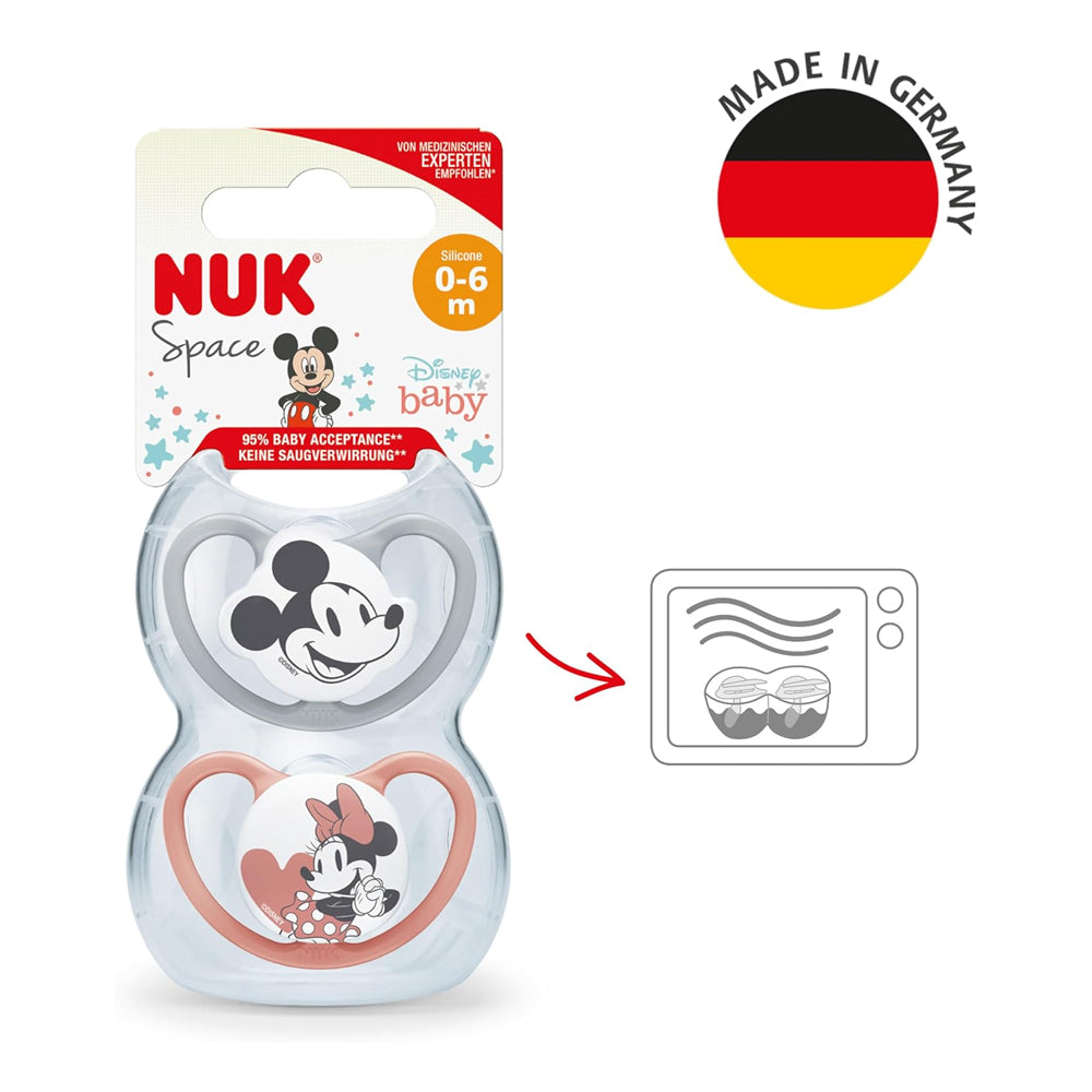 NUK Space Disney Mickey Mouse Silicone Soother Pacifier 2pcs-box - 0-6 ...