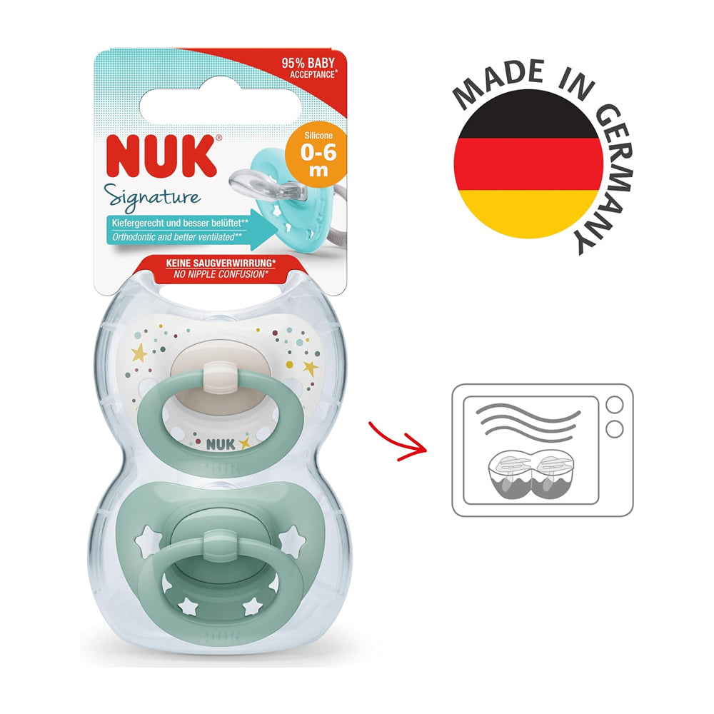 NUK Signature Silicone Soother Pacifier 2pcs-box - 0-6 months - Dots S ...
