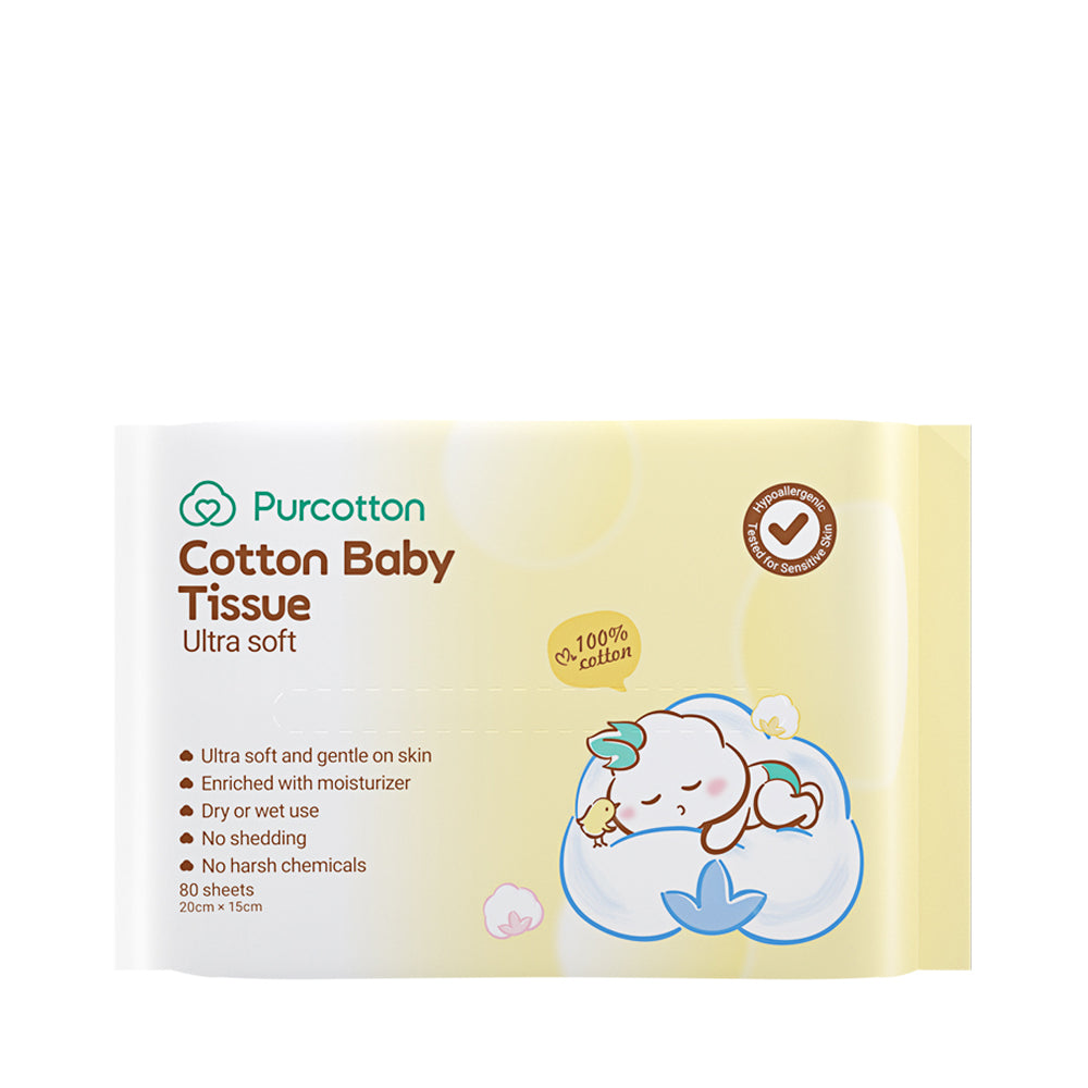 Purcotton Cotton Baby Tissue Ultra Soft 20cm x 15cm 80 sheets – OG ...
