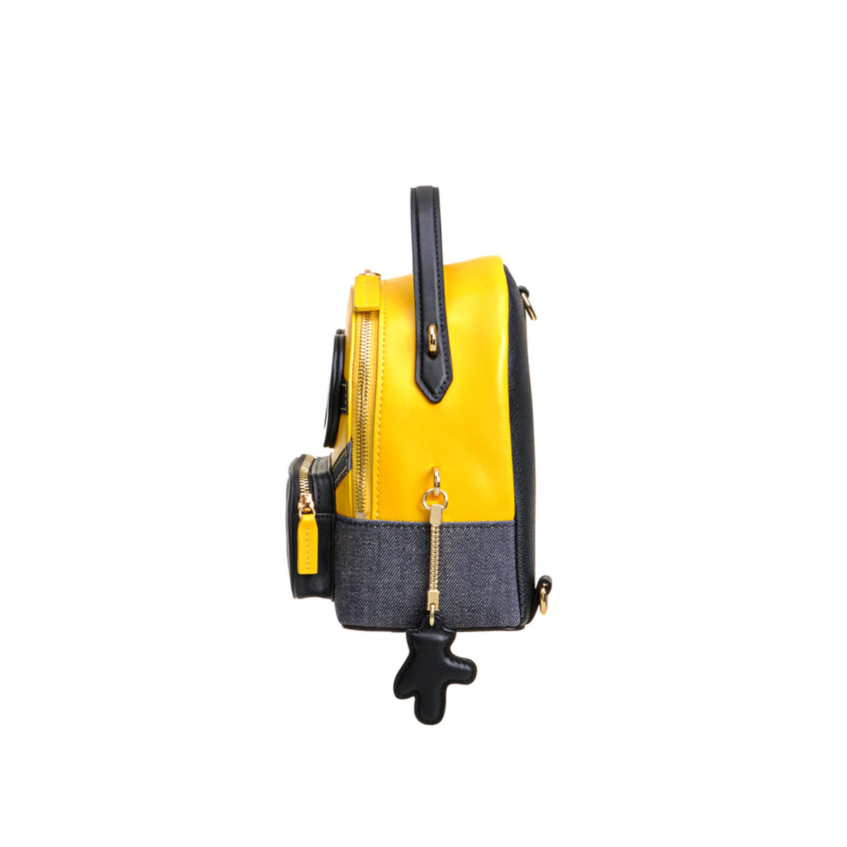 FION Minions Jacquard with Leather Backpack (Medium) - Yellow / Dark B ...