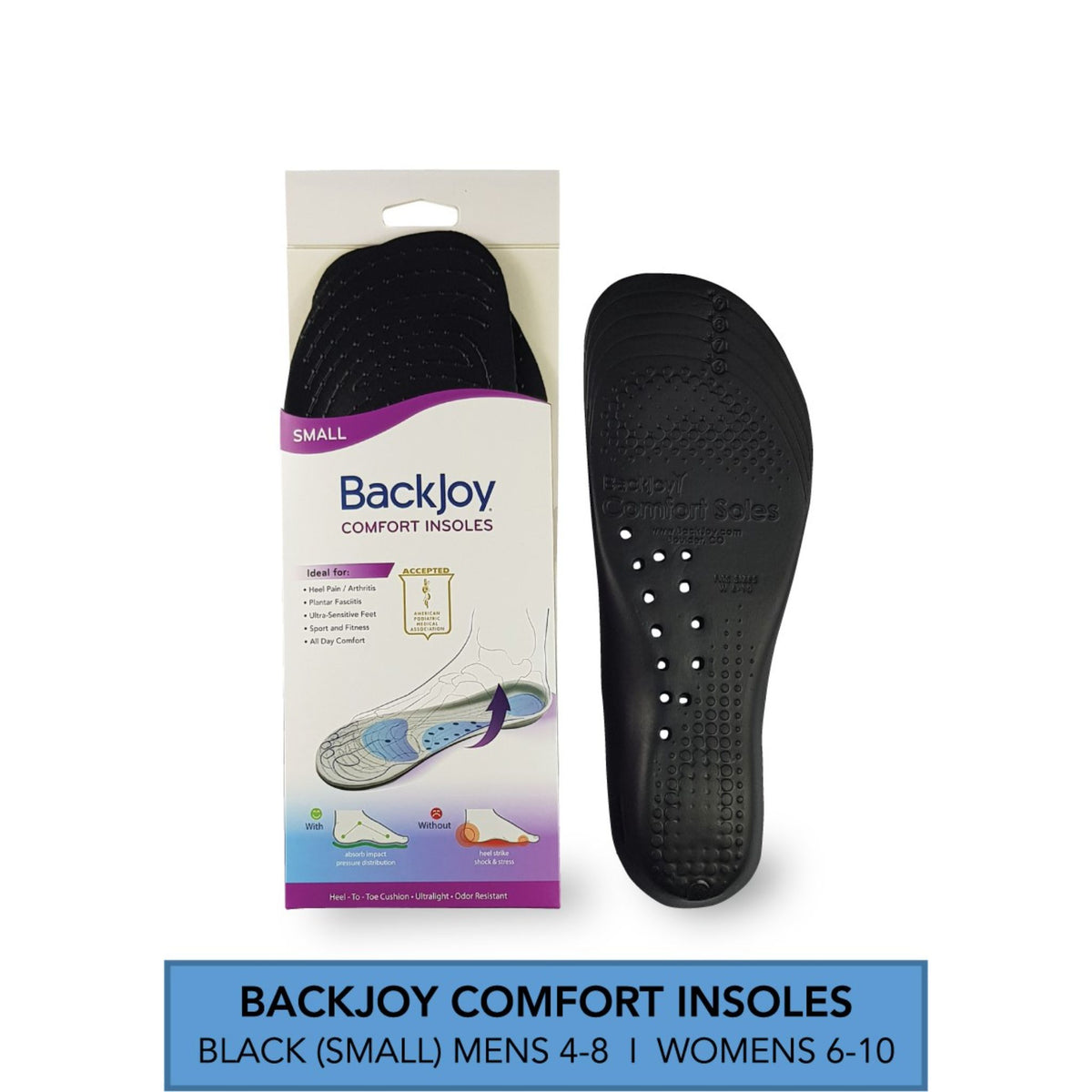 BackJoy Comfort Insoles Womens 6-10 / Mens 4-8 (Small) - Black – OG ...
