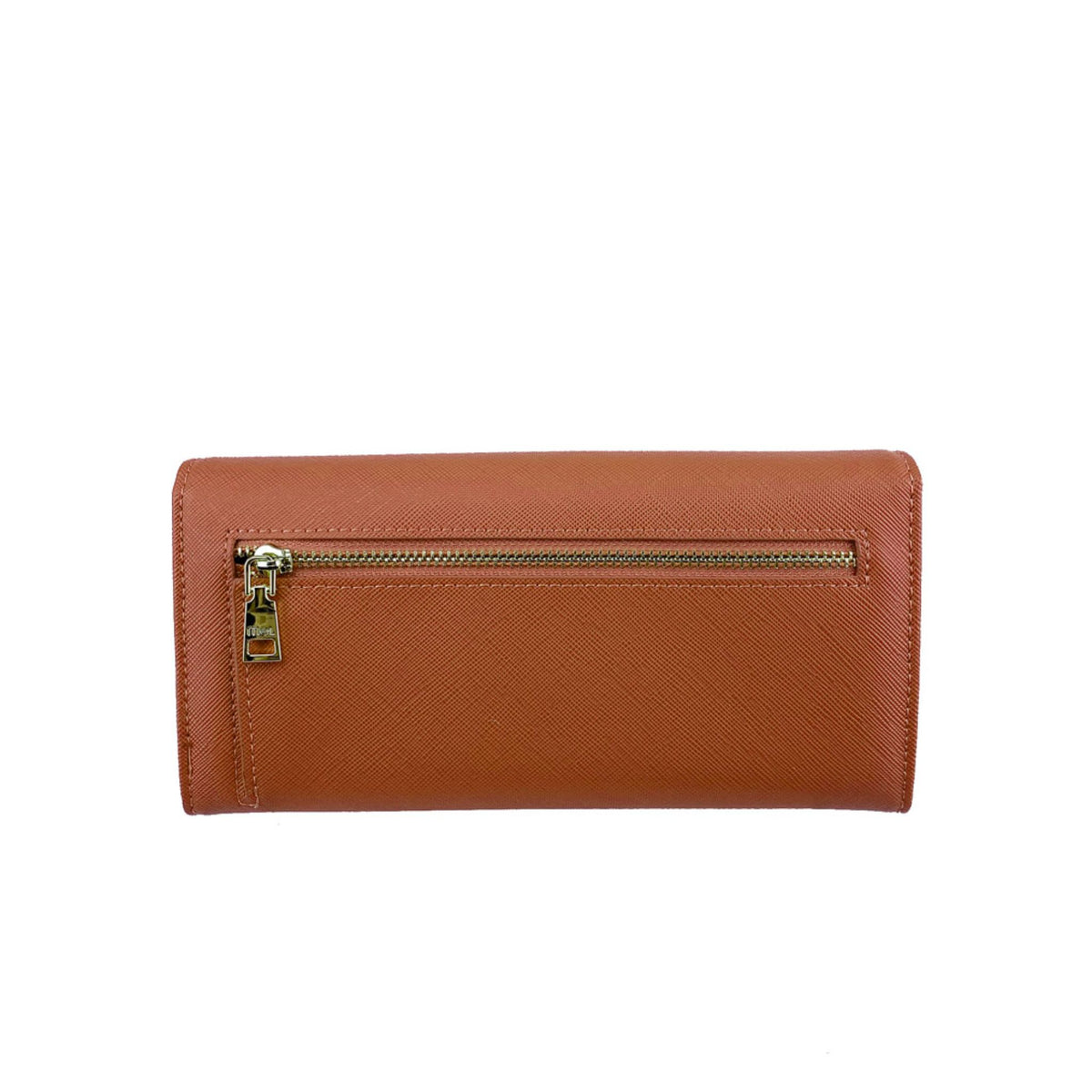 Mel&Co Saffiano-Effect Half Flap Long Wallet Tan – OG Singapore