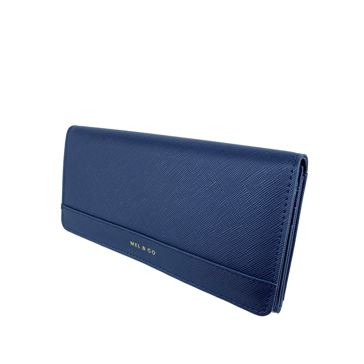 Mel&Co Saffiano-Effect Basic Flap Long Wallet - Navy – OG Singapore