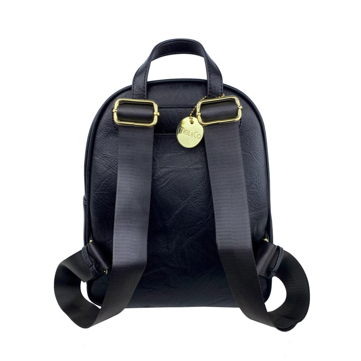 Mel&Co Faux Leather Round Top Minimalist Backpack Black – OG Singapore